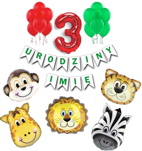 Zestaw Balony Zwierzaki Zwierzęta Urodziny Imię 11327546783 Allegro pl