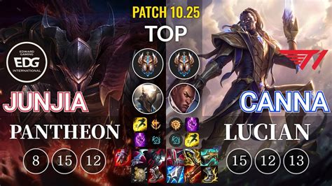 EDG JunJia Pantheon Vs T1 Canna Lucian Top KR Patch 10 25 YouTube