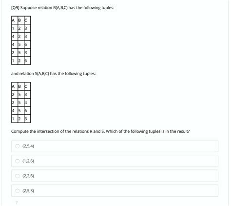 solved suppose relation r a b c has the following tuples