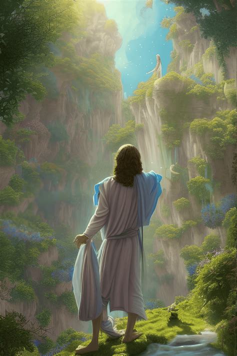Gráfico digital de Jesús caminando y alimentando a las multitudes