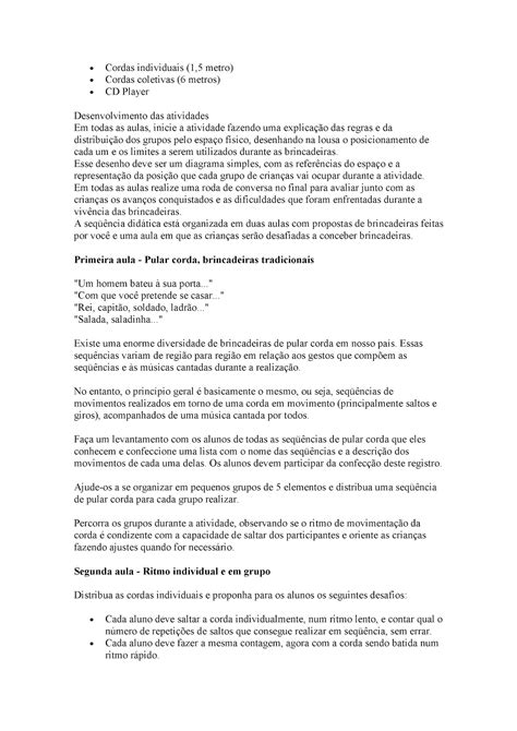 Plano De Aula De Brincadeiras Ludicas