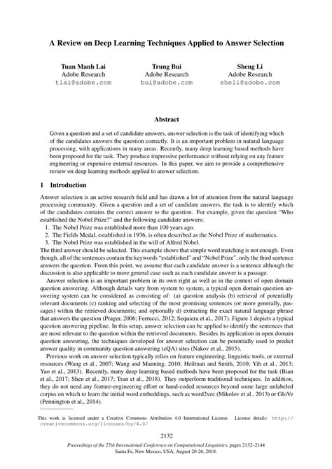 pdf a review on deep learning techniques applied to answer selection