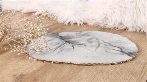 Dıy Mermer Desenli Epoksi Tepsi Yapımı Free Form Epoxy Resin Tray