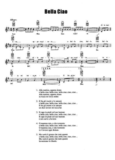 La Casa De Papel BELLA CIAO Sheet Music Easy Sheet Music