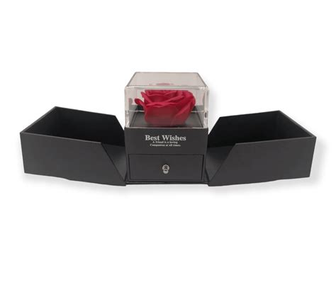 Caja de Joyería Alhajero con Rosa de jabón Best Wishes negro
