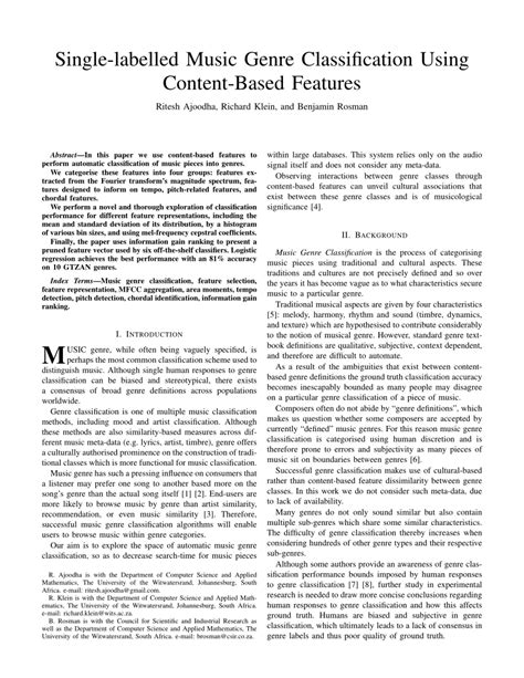 pdf single labelled music genre classification using content based features