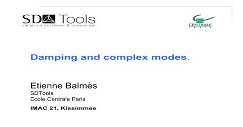 pdf damping and complex modes · 2 complex conjugate poles linear system modes