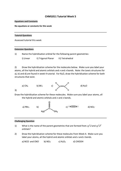 week 5 tutorial questions chm1011 tutorial week 5 equations and constants no equations or