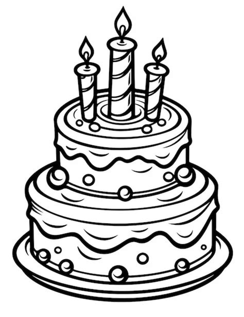 Un Dessin En Noir Et Blanc D un Gâteau D anniversaire Avec Des Bougies