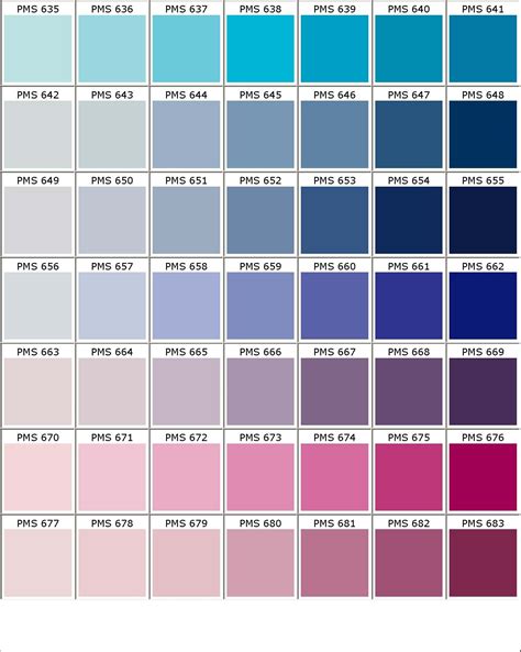 Pantone Metallic Colors Chart