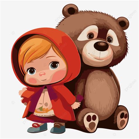 Masha Y El Oso Vector PNG Pegatina Clipart Linda Imagen De Una