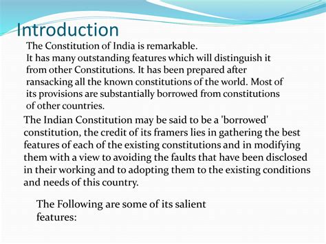 Solution Salient Features Of The Indian Constitution Studypool