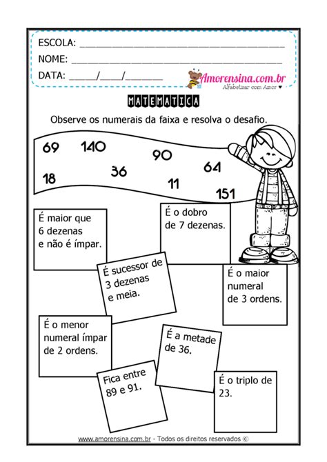 Atividades de Matemática 3º ano Roleta do Desafio Escola Educação