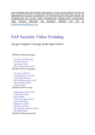 Sap Security Training Video Tutorial Pdf