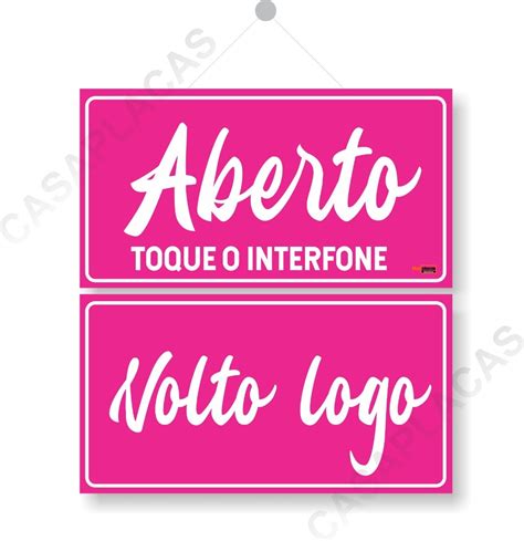 Placa Aberto Volto Logo Tocar O Interfone Retangular Ventosa