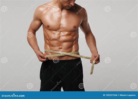 Man Measuring His Waist Stock Photo Image Of Anonymous 105227264