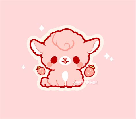 Cute Strawberry Sheep Sticker Stickers Cute Kawaii Decal Cut Lamb Etsy