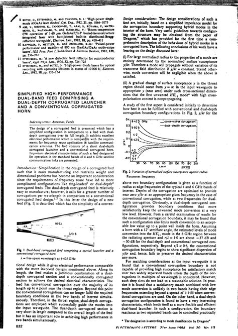 PDF Simplified High Performance Dual Band Feed Comprising A Dual