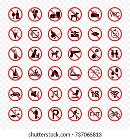 Set Prohibition Signs Collection Forbidden Signs Stock Vector Royalty