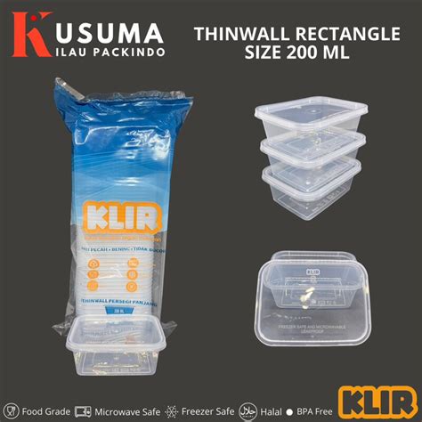 Jual KLIR THINWALL RECTANGLE 200ML 250ML 300ML PERSEGI PANJANG ISI