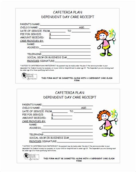 Dependent Care Fsa Receipt Template