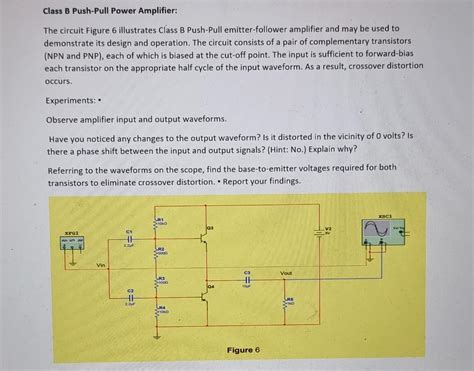 Solved Class B Push Pull Power Amplifier The Circuit Figure Chegg