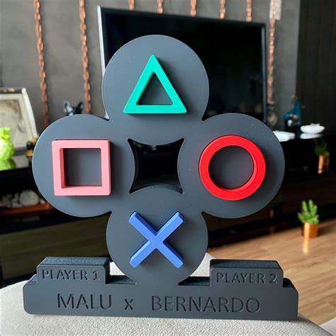 Placa Decorativa Playstation P1 X P2 Personalizada Gamer 20cm Shopee