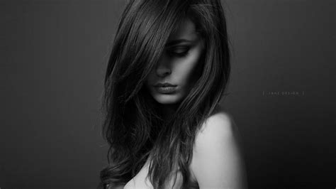 Wallpaper Face Women Model Looking Away Long Hair Brunette Bare Shoulders Black Hair