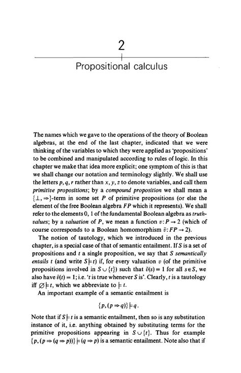 propositional calculus chapter 2 notes on logic and set theory