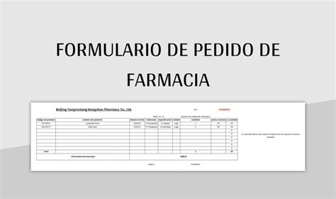 Plantilla De Formato Excel Formulario De Pedido De Farmacia Y Hoja De