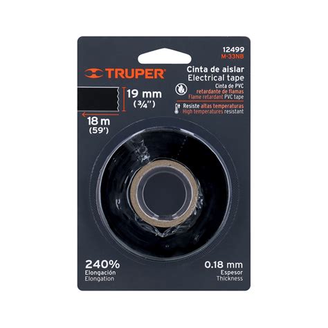Ficha Tecnica Cinta de aislar de 18 m x 19 mm negra en blíster Truper