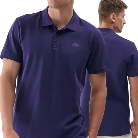 KOSZULKA 4F MĘSKA POLO T SHIRT SPORTOWA POLÓWKA BAWEŁNA Granatowa r