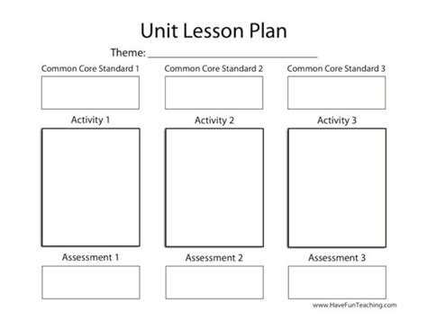 Common Core Unit Lesson Plan Template Have Fun Teaching