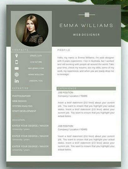 A Professional Resume Template With Grey And White Colors Including