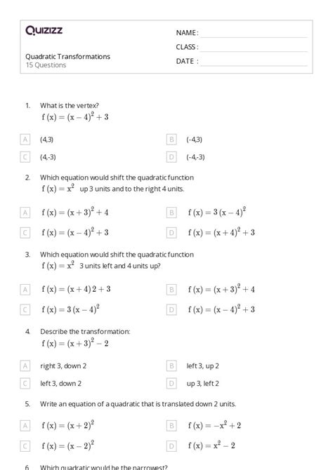 Quadratic Worksheets On Quizizz Free Printable Worksheets Library