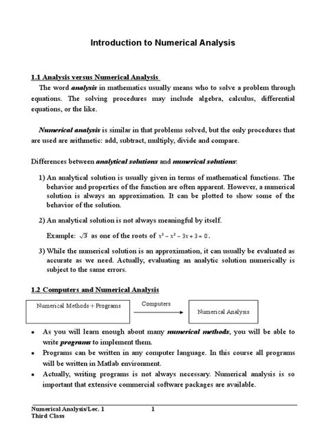 lecture 1 introduction to numerical analysis pdf numerical analysis numbers
