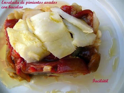 Facilútil Ensalada de pimientos asados con bacalao