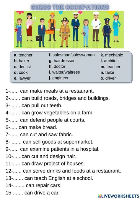Jobs And Occupations Online Worksheet For Grade You Can Do The