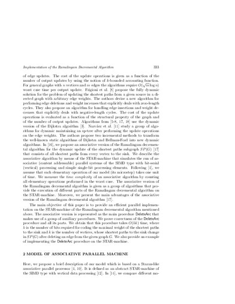 efficient parallel implementation of the ramalingam decremental algorithm for updating the