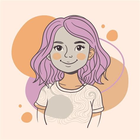 Un Dibujo De Una Chica Con El Cabello Rosa Y Un Fondo Amarillo Vector