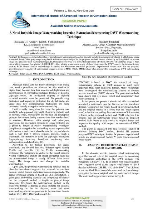 pdf a novel invisible image watermarking insertion extraction scheme using dwt watermarking