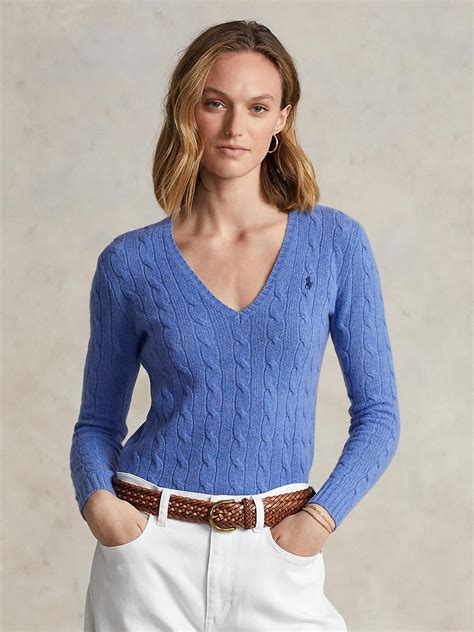 Buy Polo Ralph Lauren Women Blue Cable Knit Wool Pullover Sweaters
