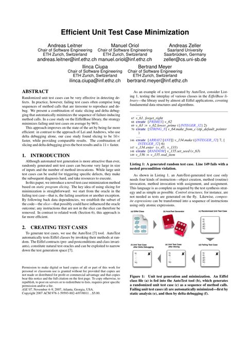 pdf efficient unit test case minimization