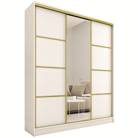 Szafa przesuwna z lustrem 150 cm GOLD biały mat BROMARKT 5903736087831
