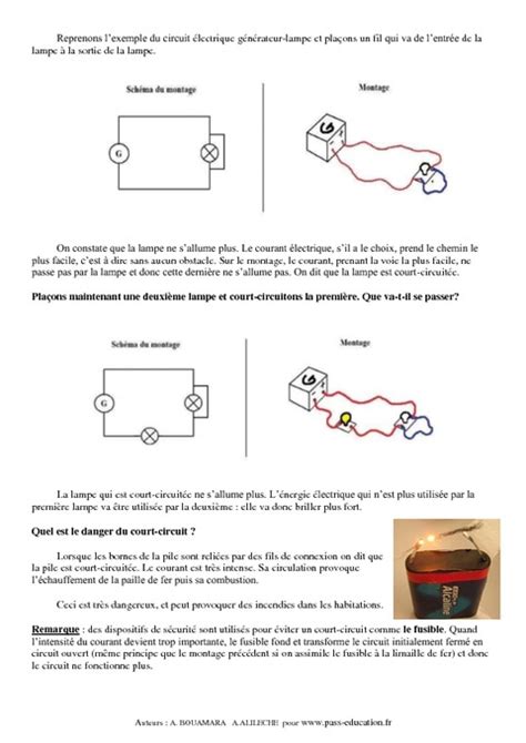 Circuit électrique Cours 5ème Physique Chimie Collège Pass