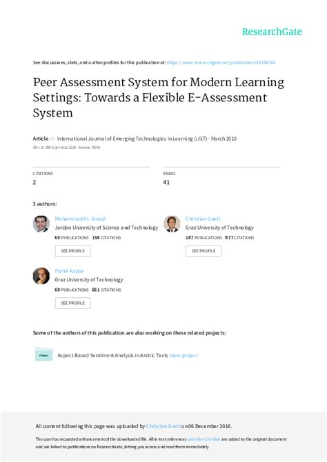 pdf peer assessment system for modern learning settings towards a flexible e assessment