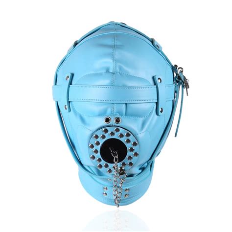 Bdsm Fetish Hood Mask Pu Leather Head Restraint Bondage Hood Open Mouth Stuff Gag Sex Slave Gag