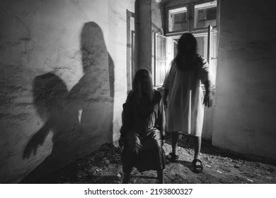 Ghosts Abandoned Haunted House Horror Scene Stock Photo
