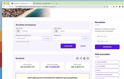 Como simular o rendimento da poupança mensal e anual