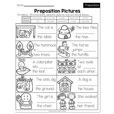 1st Grade Preposition Worksheets Turtle Diary Worksheets Library